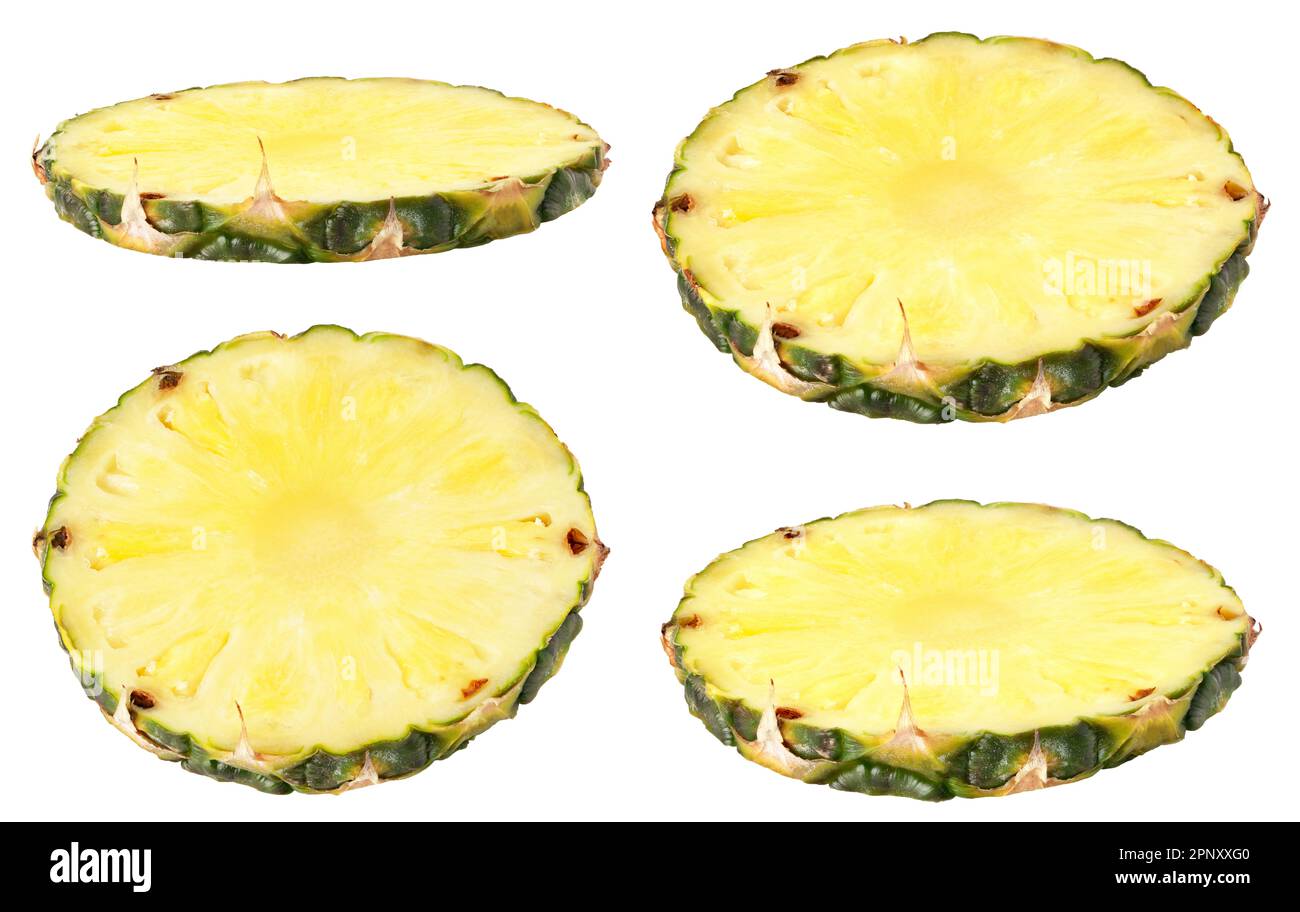 Isolated pineapple fruit collection. Different angle of pineapple ...