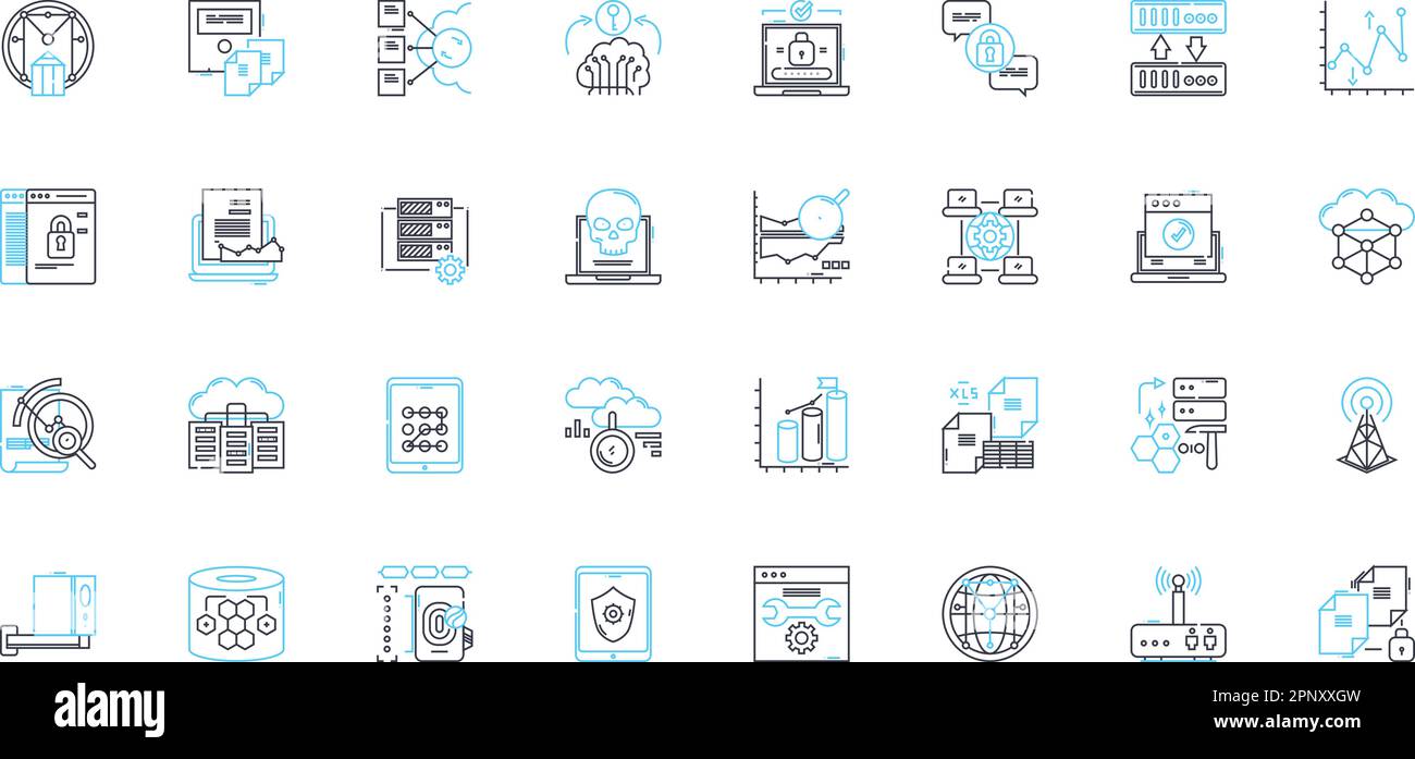 Firewall protection linear icons set. Security, Block, Access, Monitor ... Firewall protection linear icons set. Security, Block, Access, Monitor ...