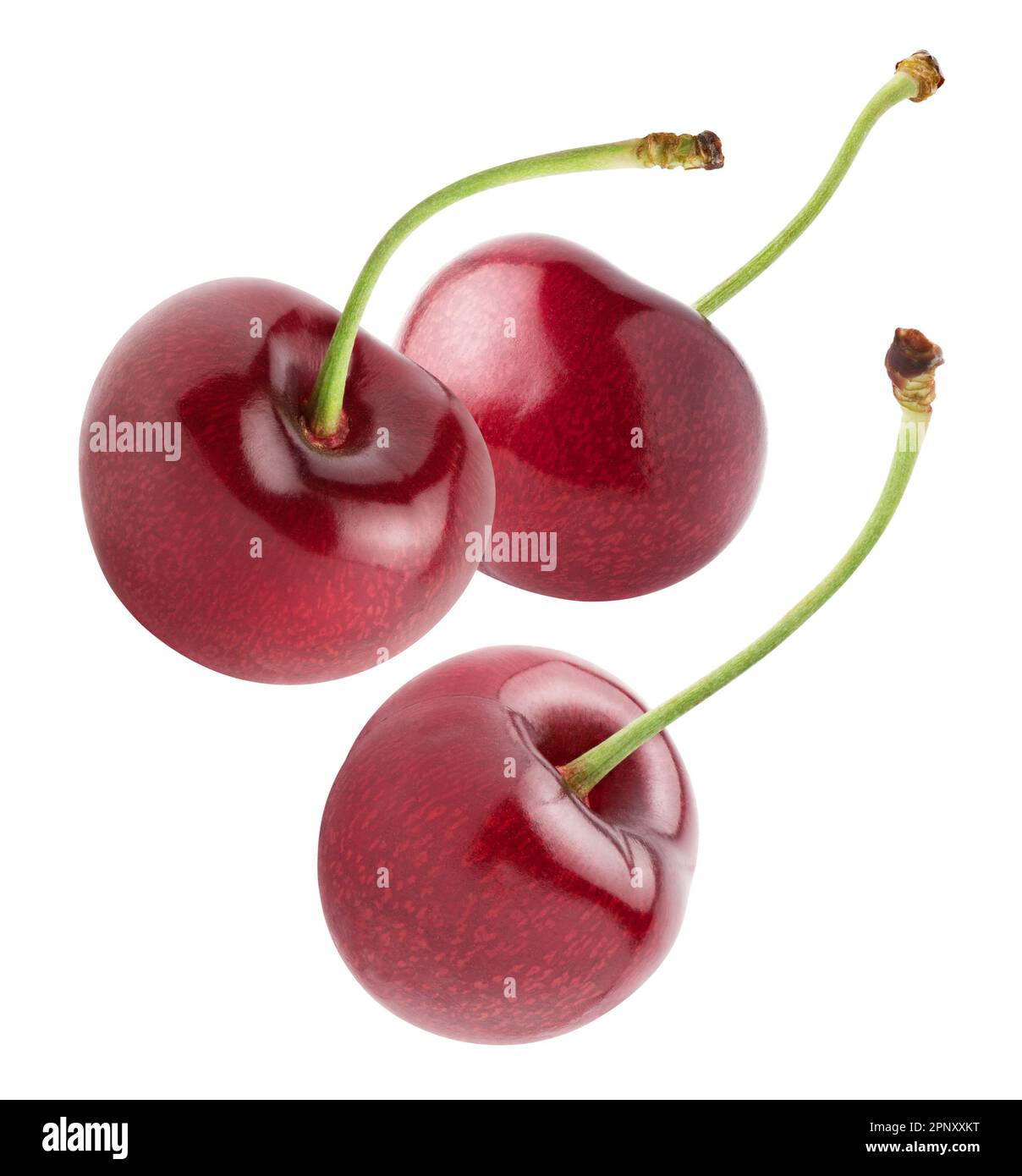 Isolated flying cherries. Three cherry fruits isolated on white ...
