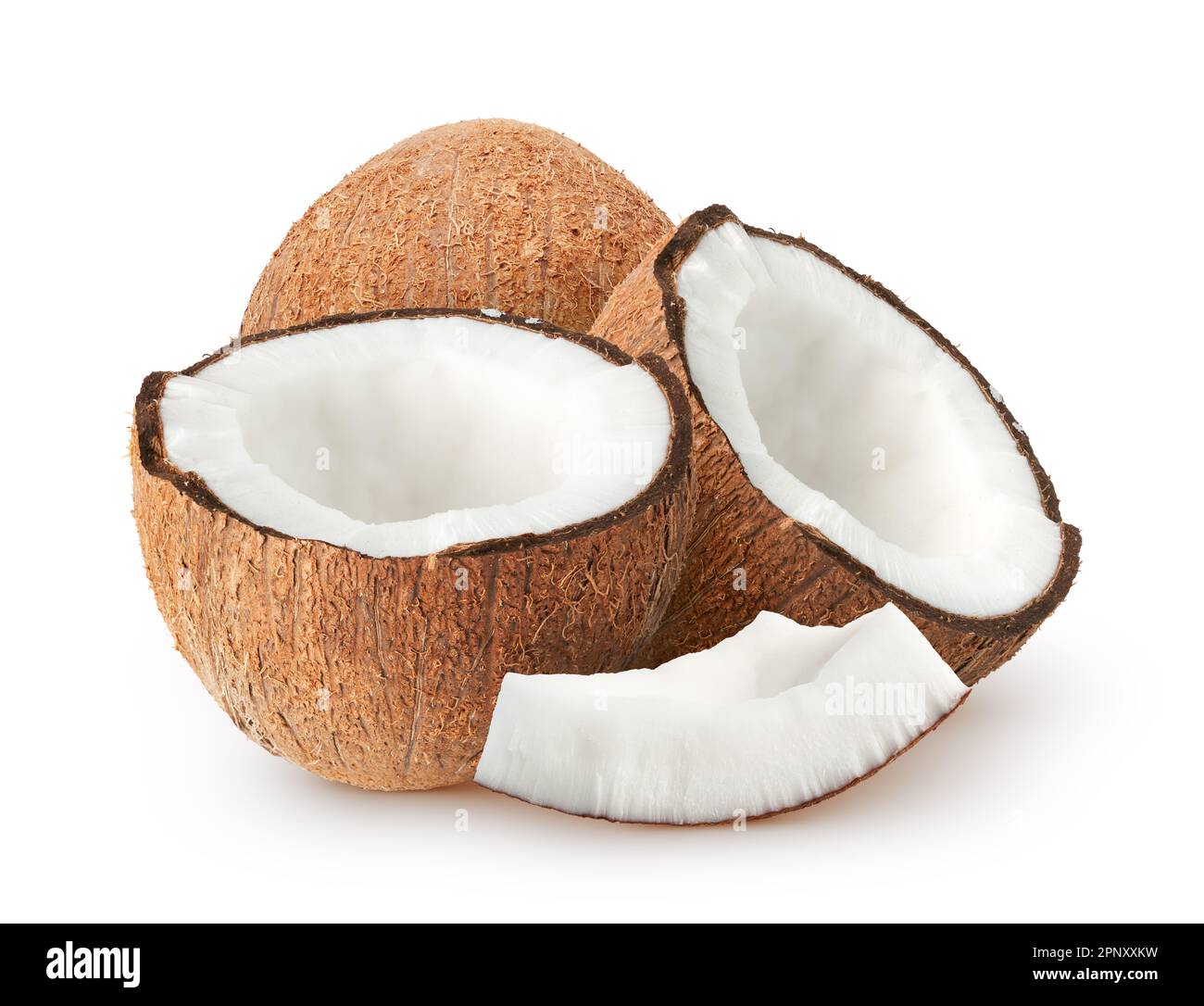 Group of coconuts isolated on white background, with clipping path ...