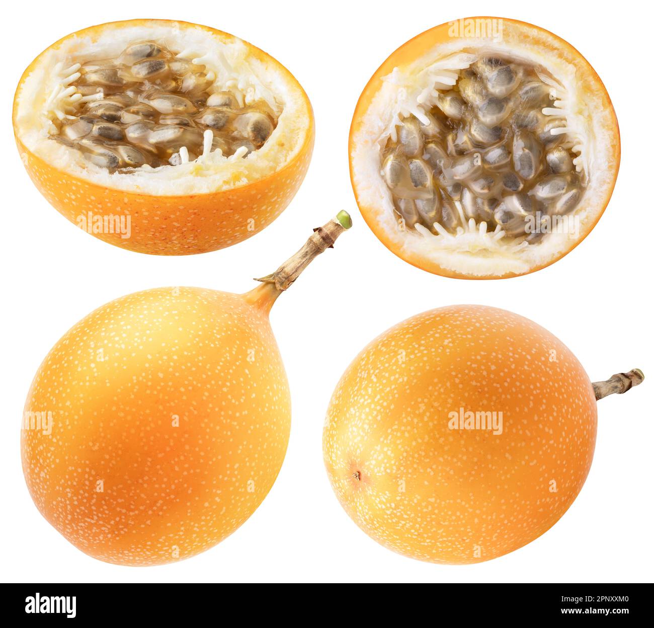 Collection of passionfruit. Granadilla or grenadia isolated on white ...
