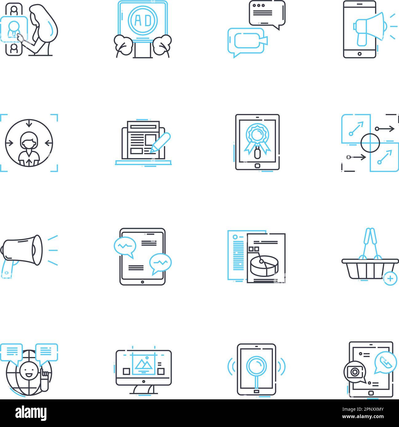 Messaging line icons signs Cut Out Stock Images & Pictures - Alamy