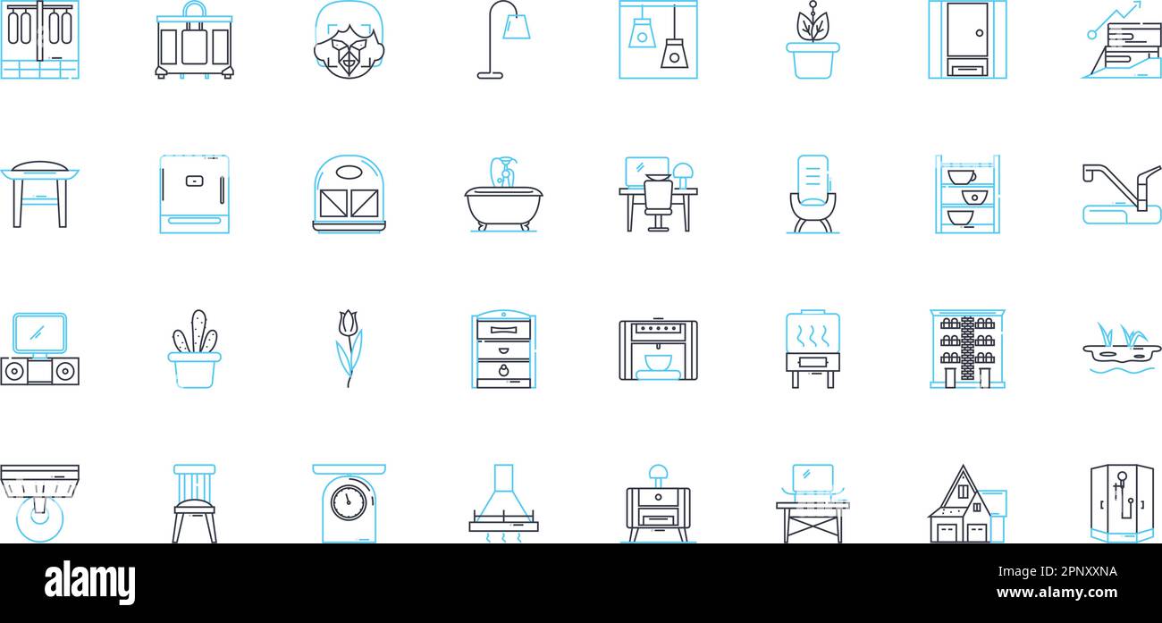 Decor studio linear icons set. Aesthetics, Ambience, Chic, Cozy, Design ...