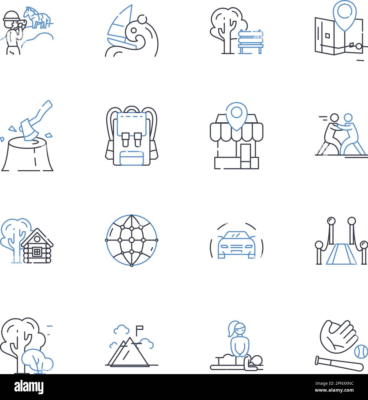 Sightseeing tour line icons collection. Landmarks, Monuments, Touristy ...