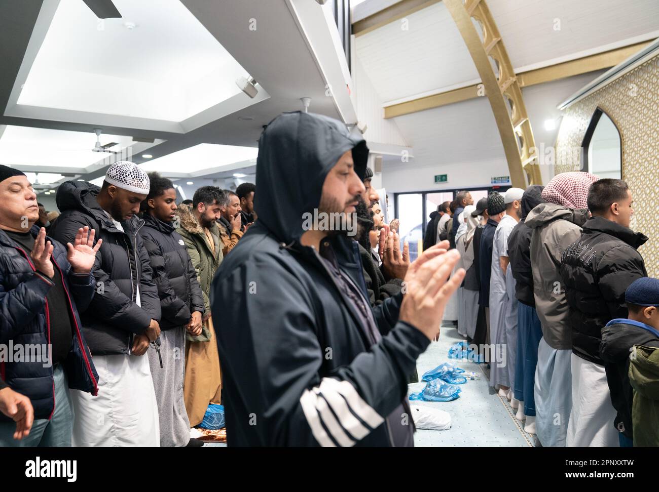 Worshippers gather for prayers at Green Lane Masjid in Birmingham as ...