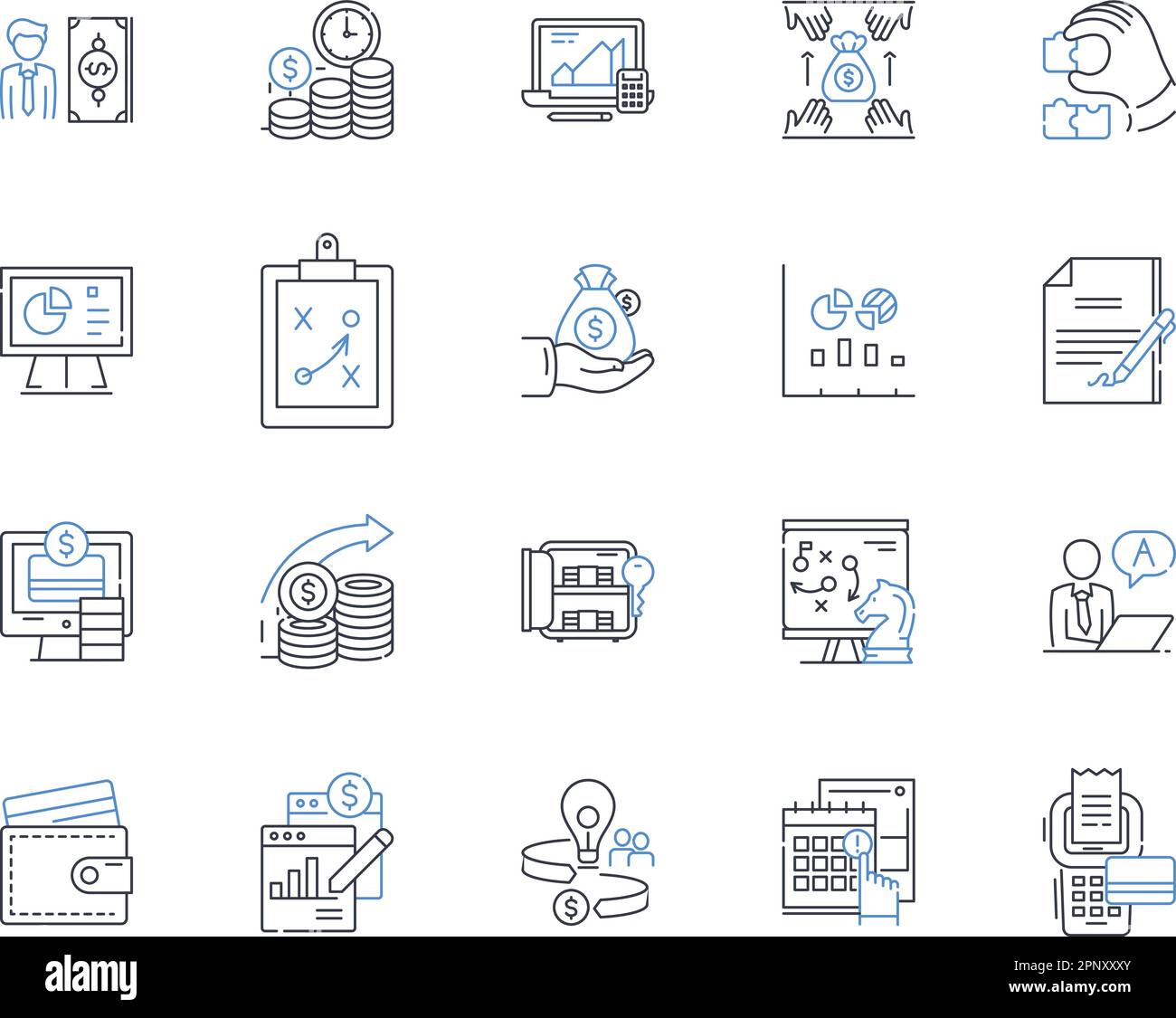 Treasury market line icons collection. Bonds, Yield, Interest ...