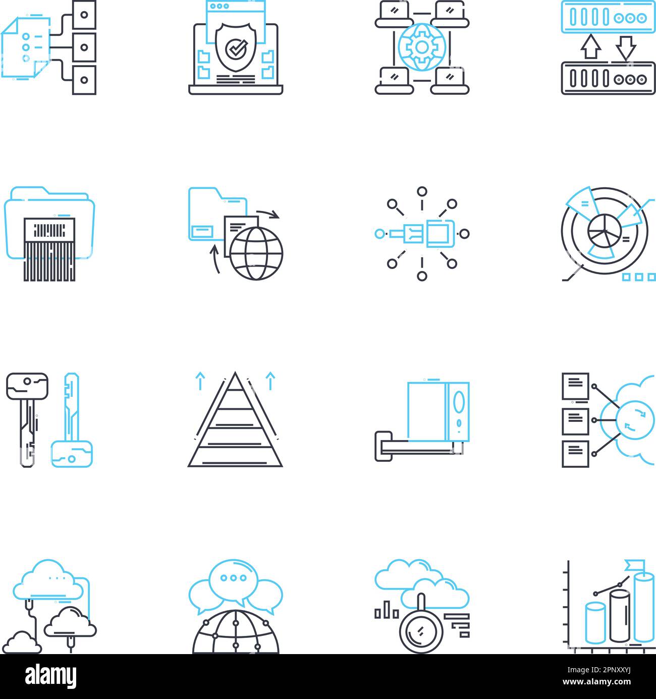 Information Security Linear Icons Set Encryption Firewall Malware