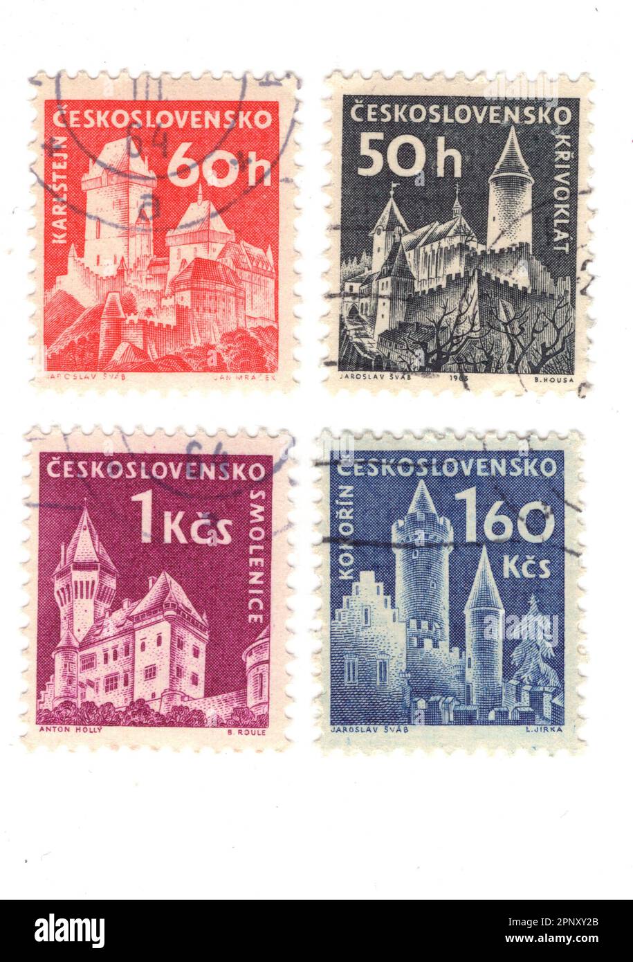 Vintage postage stamps from Czechoslovakia on a white background Stock ...