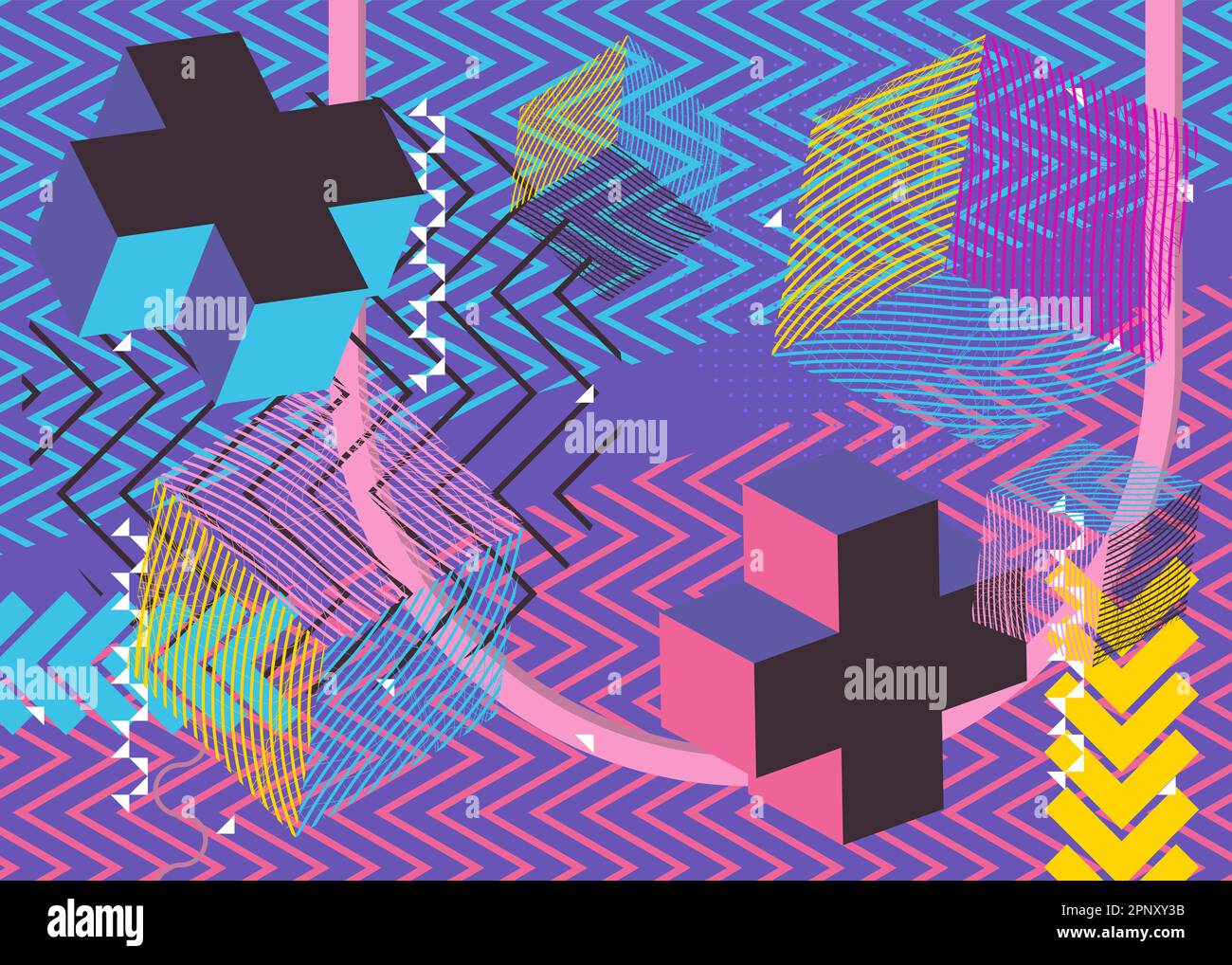 Colorful geometric cover. Abstract busy geometry background. Minimal ...