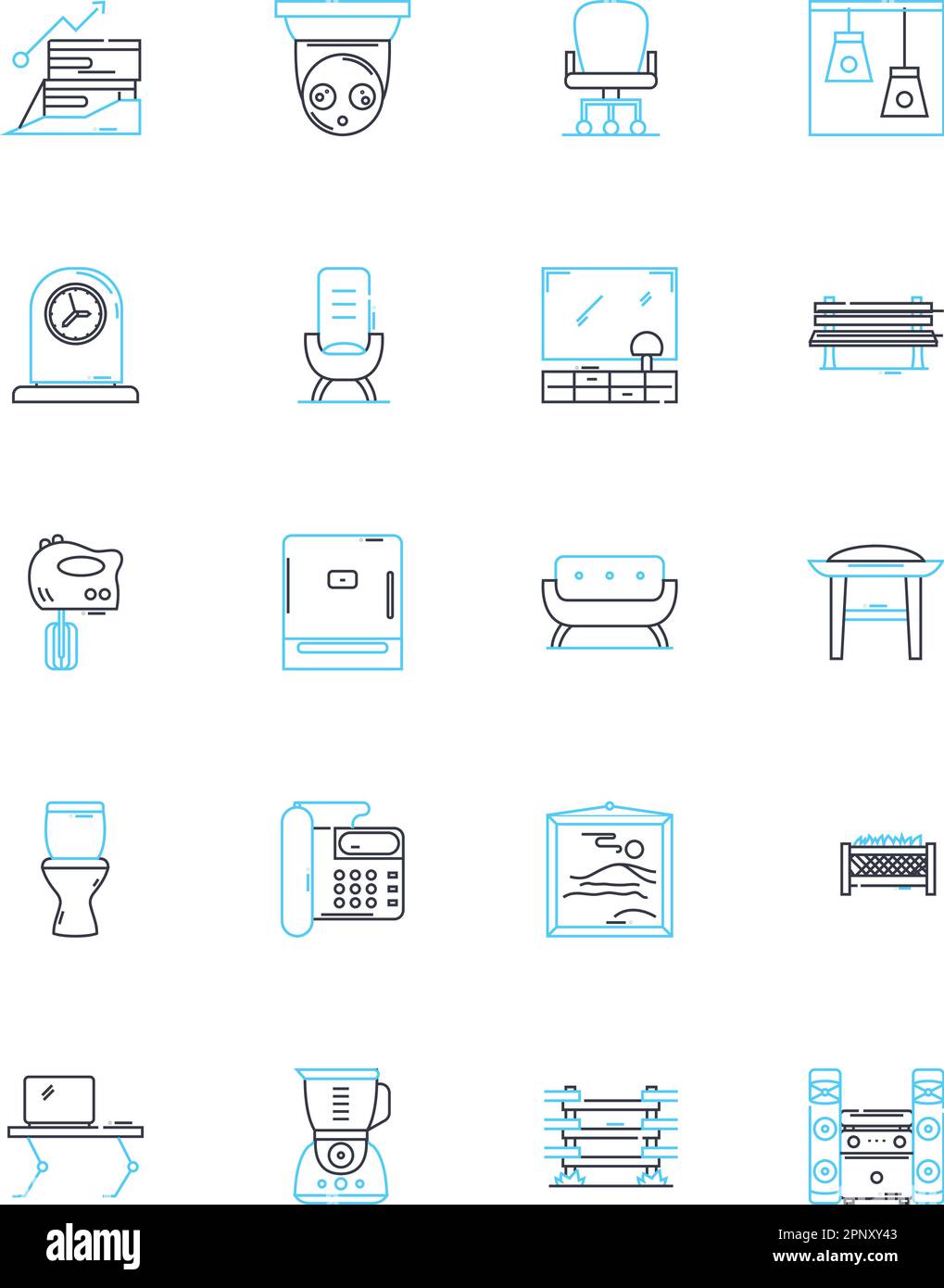 Decor studio linear icons set. Aesthetics, Ambience, Chic, Cozy, Design ...