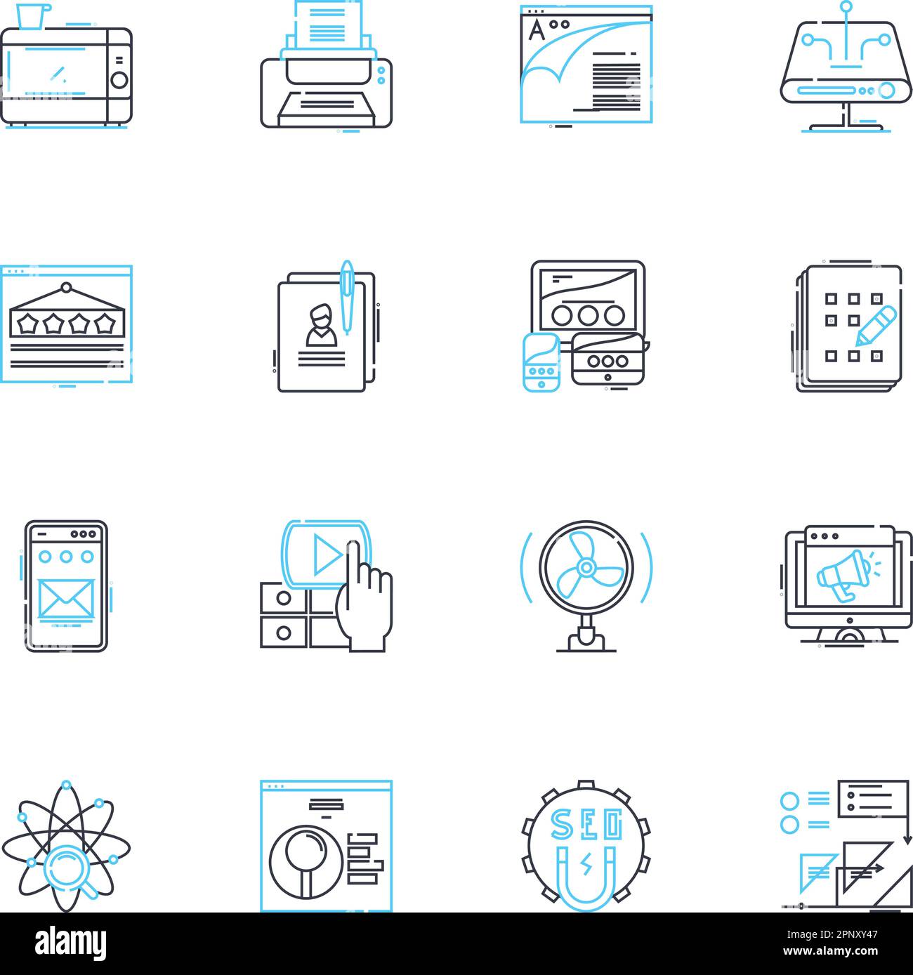 Artificial learning linear icons set. Neural, Machine, Intelligence ... Artificial learning linear icons set. Neural, Machine, Intelligence ...