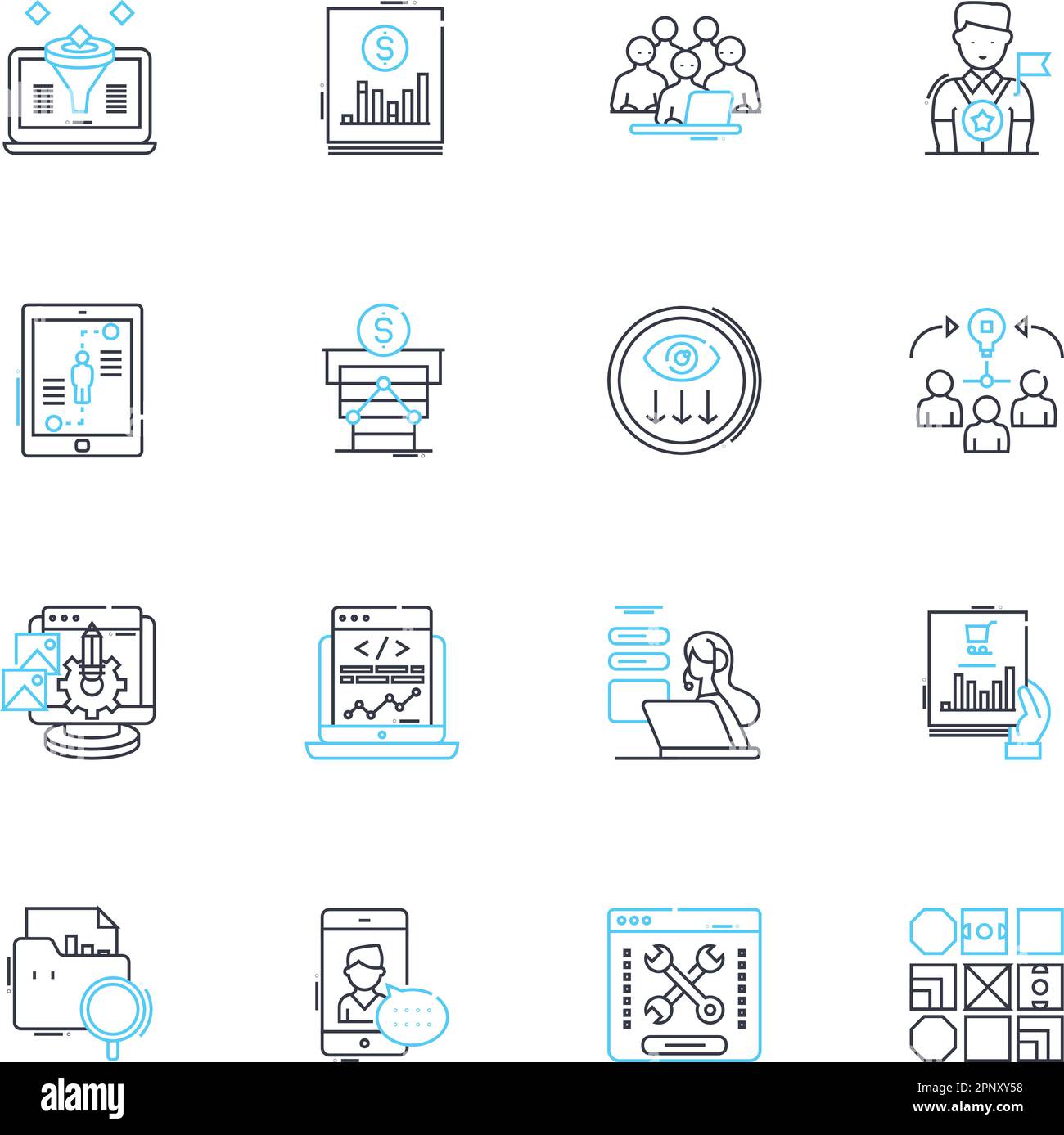 Improvement linear icons set. Progress, Growth, Betterment, Advancement ...