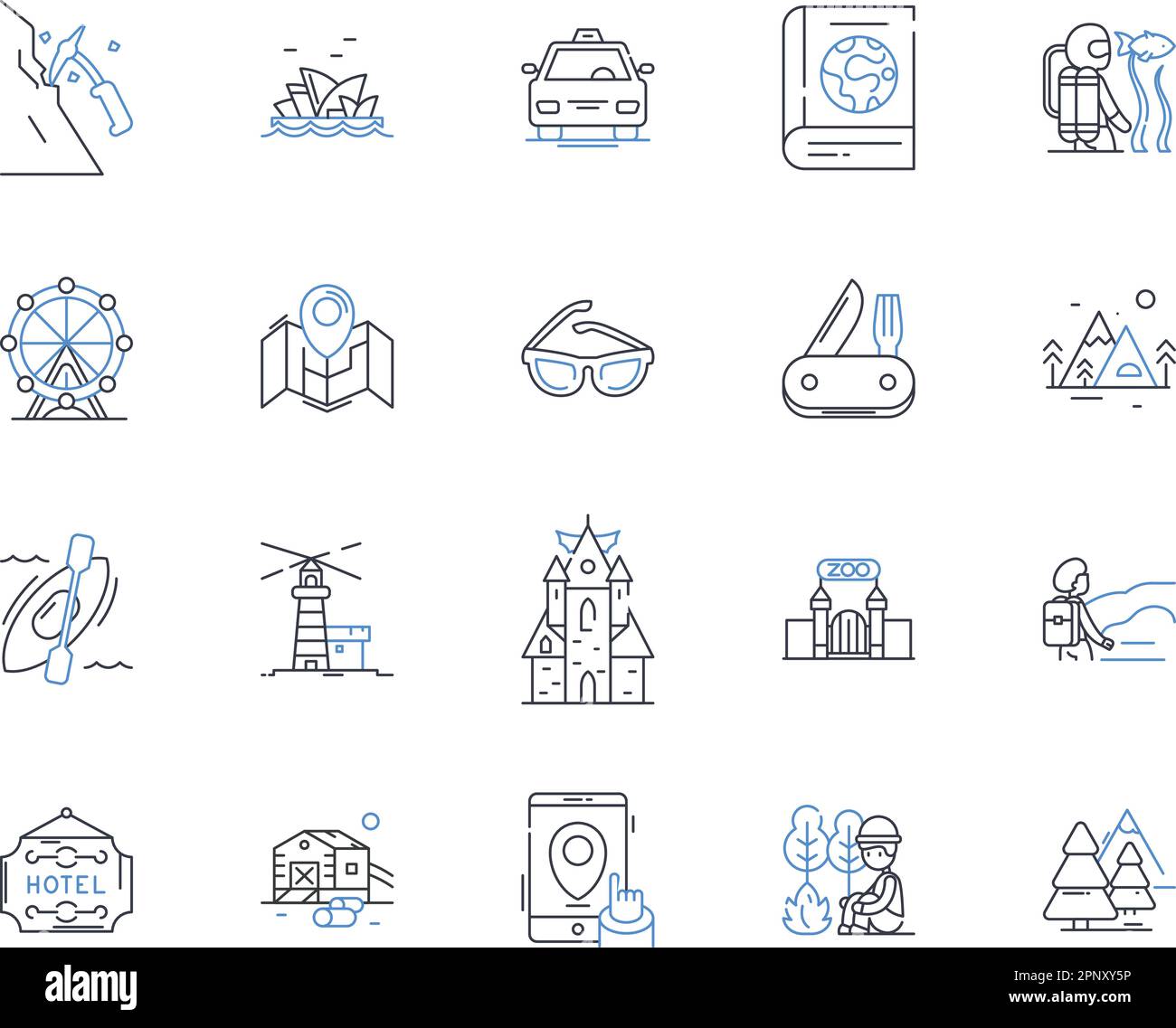 Voyage enterprise line icons collection. Exploration, Adventure ...