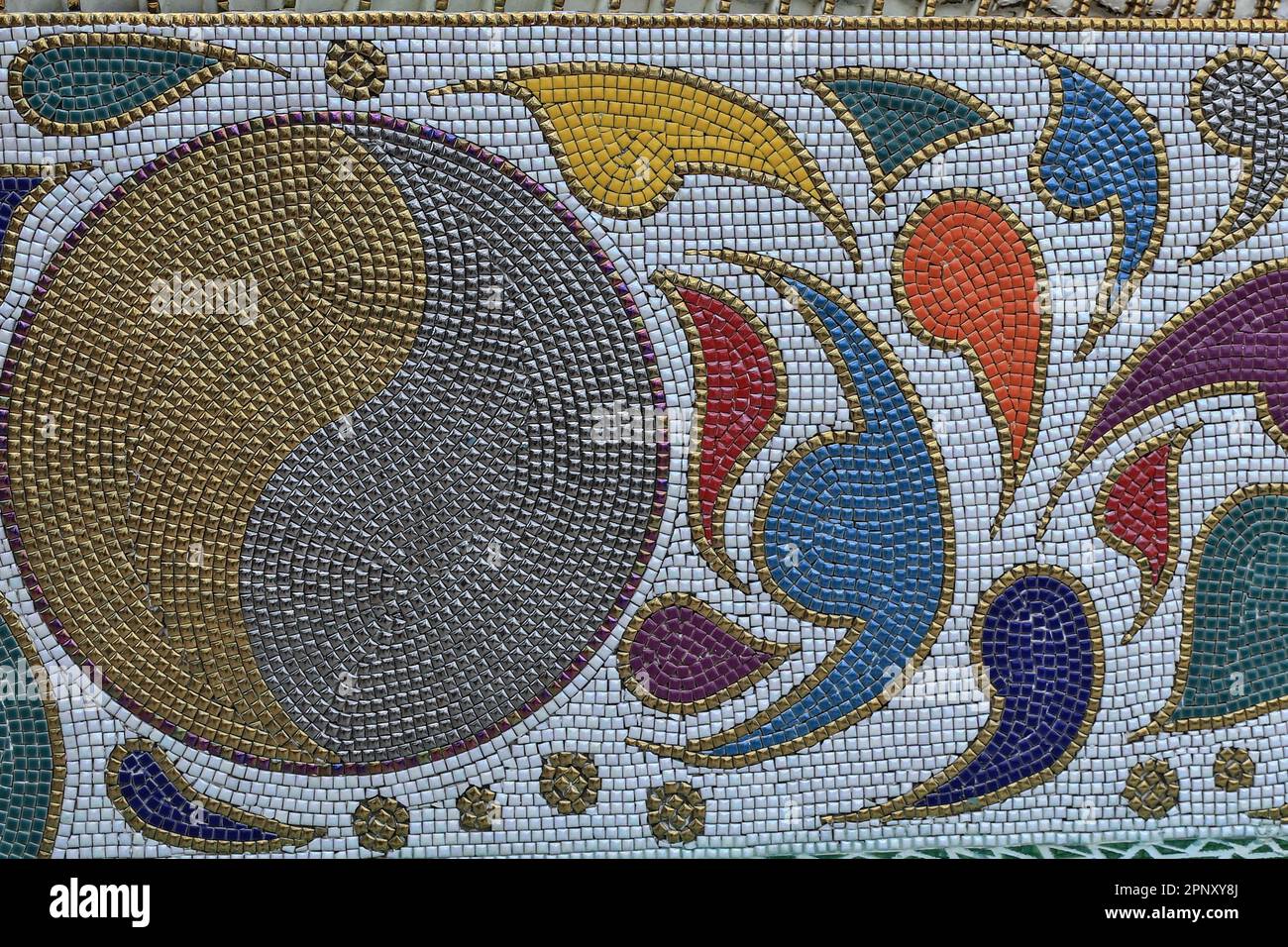 Abstract art background image of glass mosaic tile installation ...