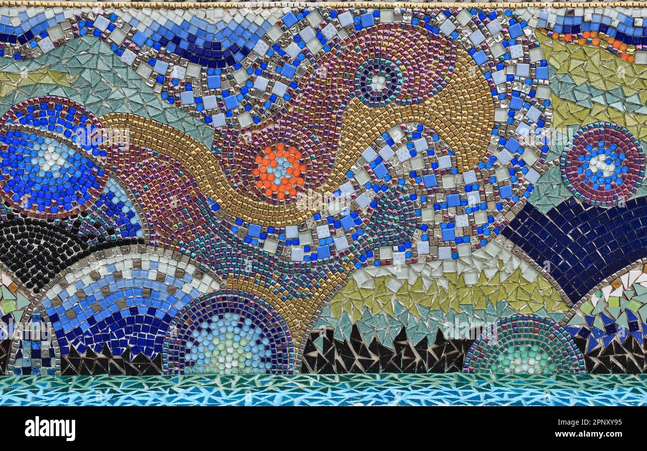 Abstract art background image of glass mosaic tile installation ...