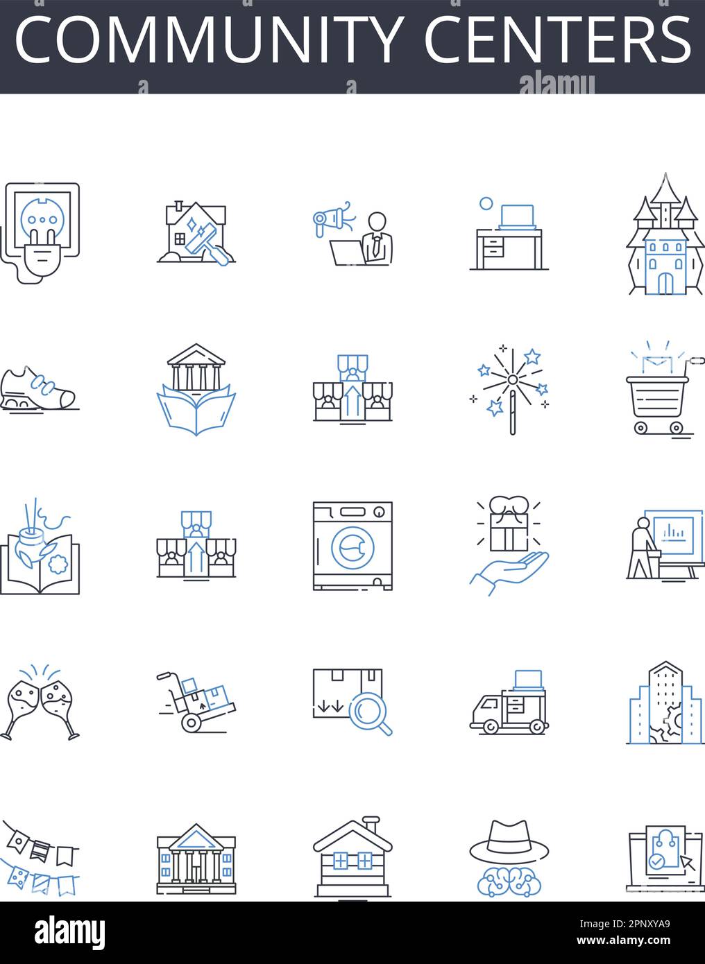 Community centers line icons collection. Branding, Logo, Reputation ...