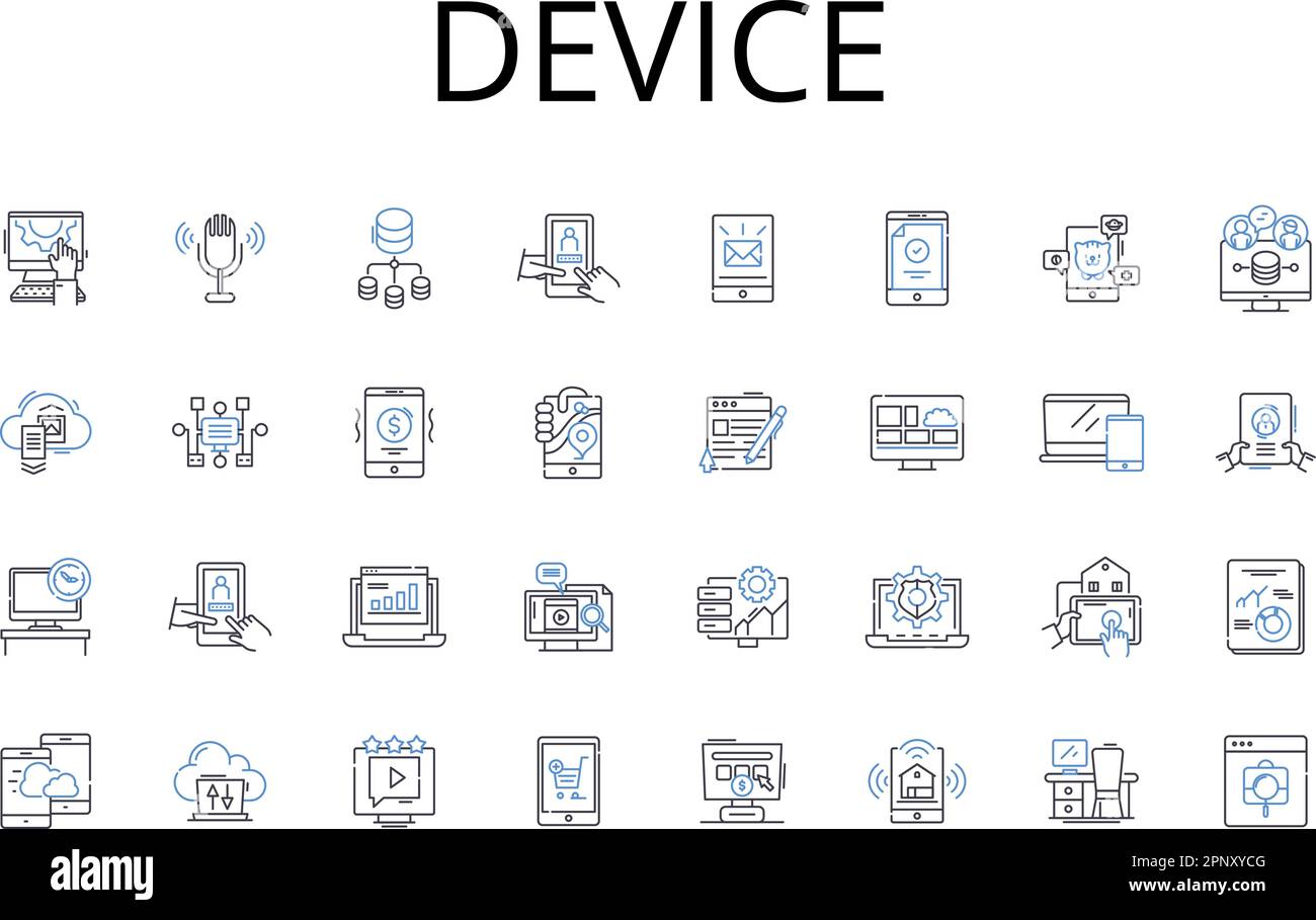 Device line icons collection. Apparatus, Appliance, Gadget, Equipment ...