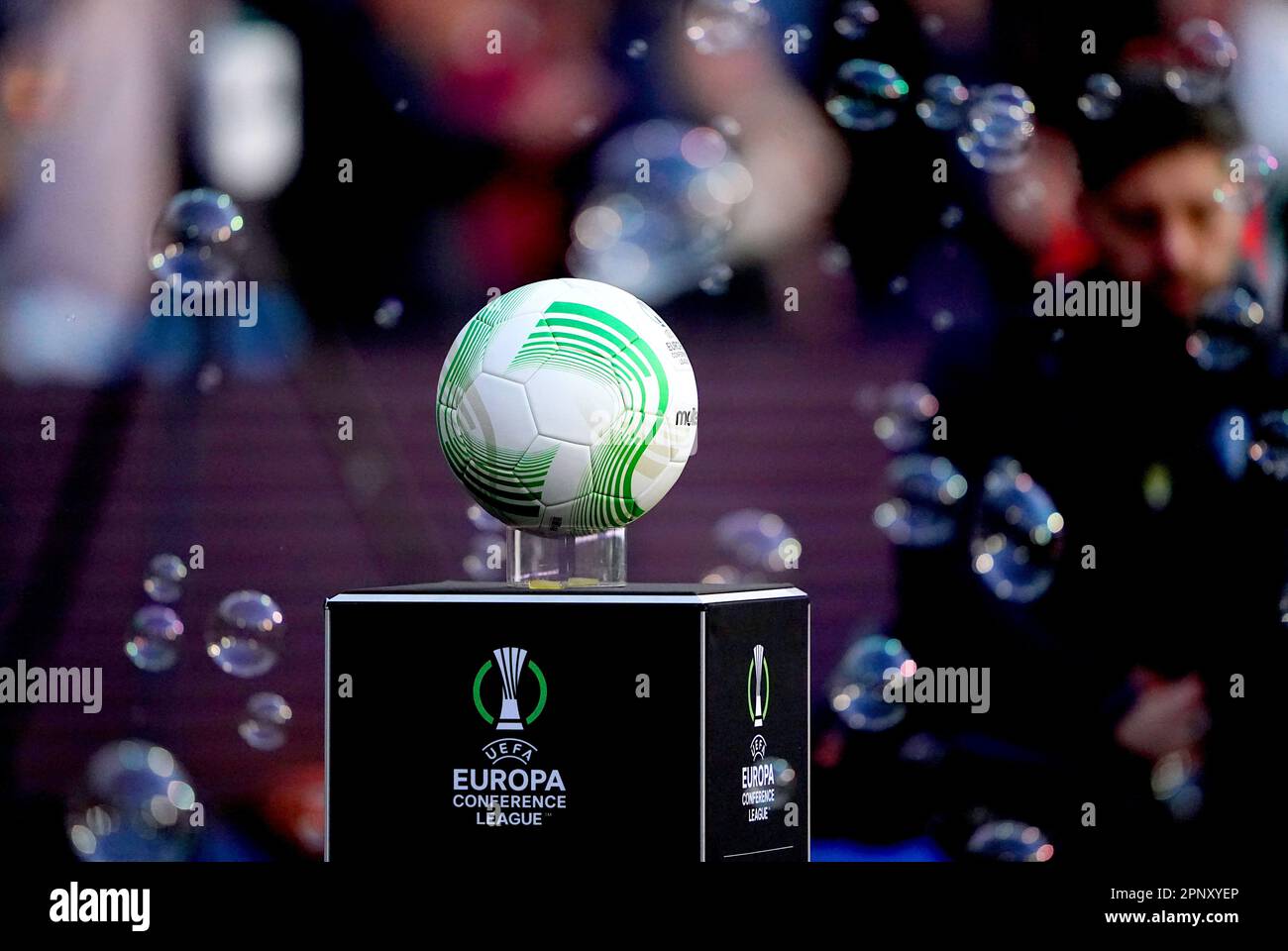 A general view of the match ball on display ahead of the UEFA Europa ...