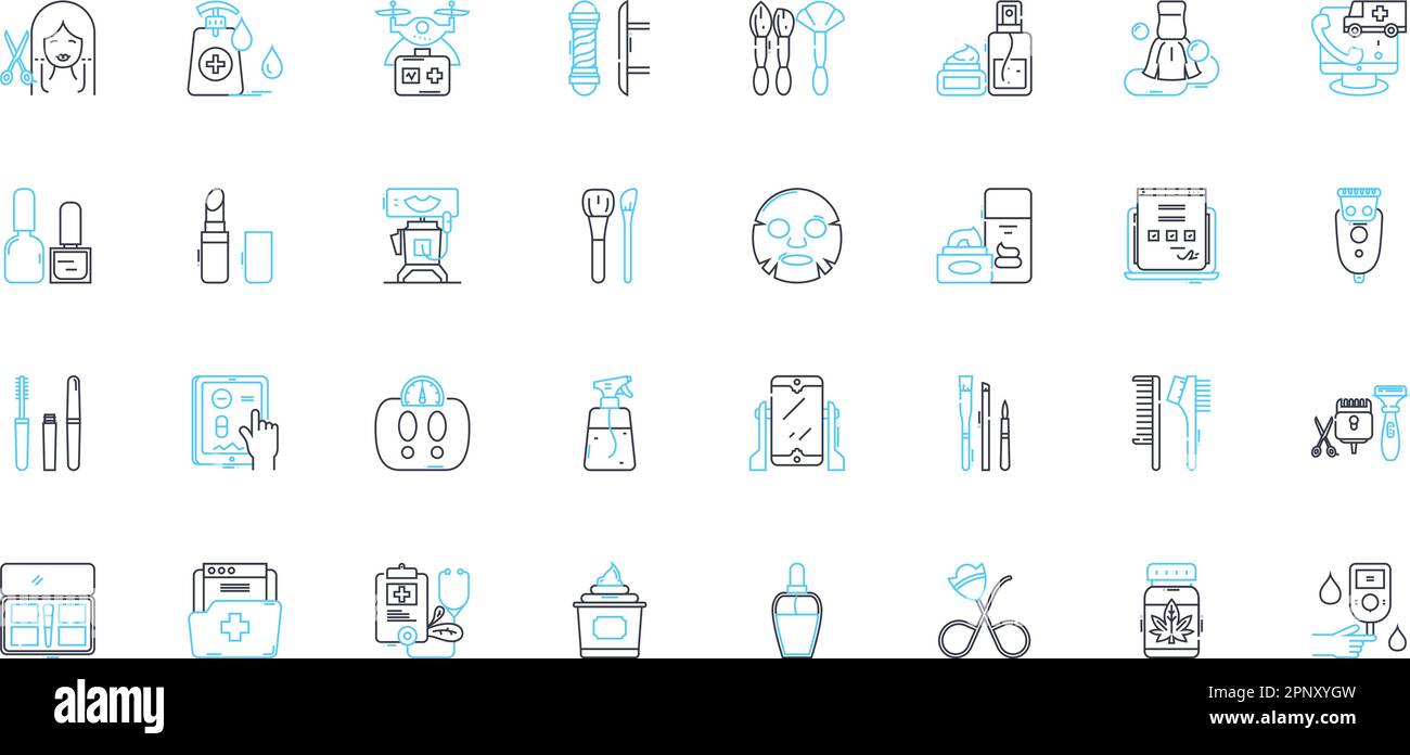 Pure bliss linear icons set. Serenity, Tranquility, Euphoria, Utopia ...