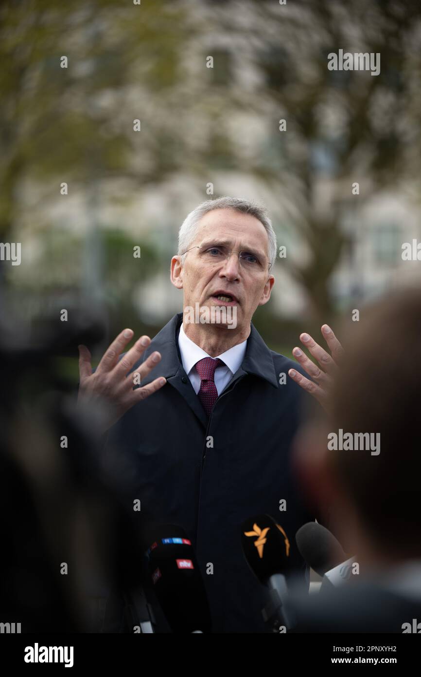 Ramstein Miesenbach, Germany. 21st Apr, 2023. Jens Stoltenberg, NATO ...