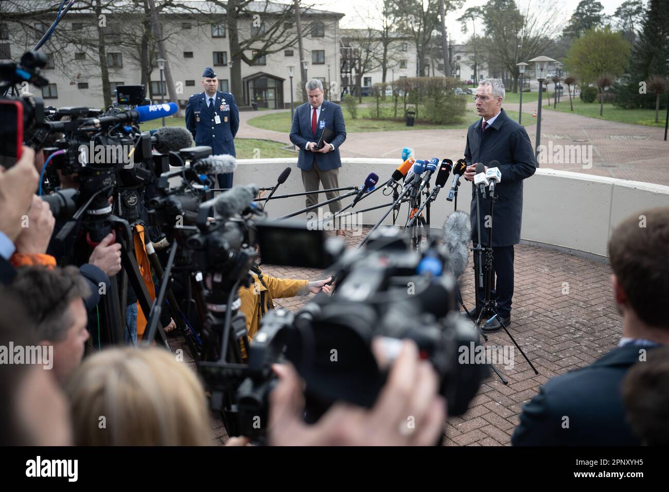 Ramstein Miesenbach, Germany. 21st Apr, 2023. Jens Stoltenberg, NATO ...