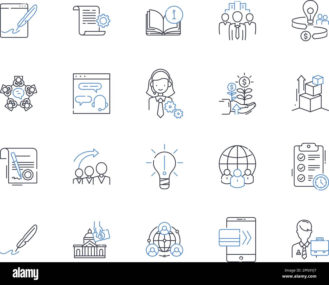 Fund management z line icons collection. Investments, Returns, Assets ...