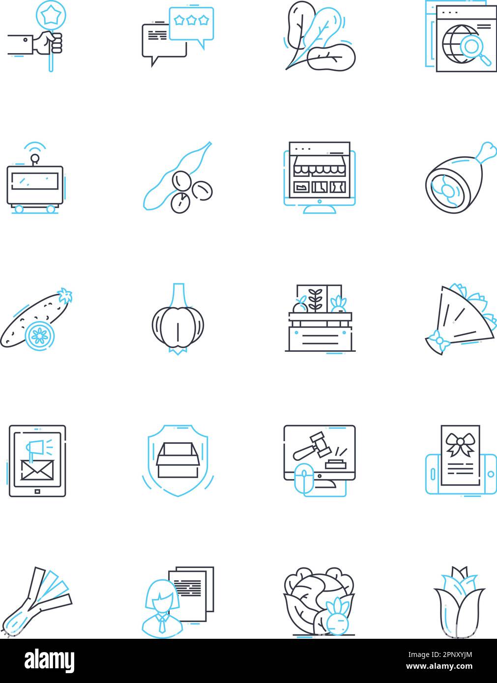 Convenience foods linear icons set. microwaveable, fast, easy, pre ...