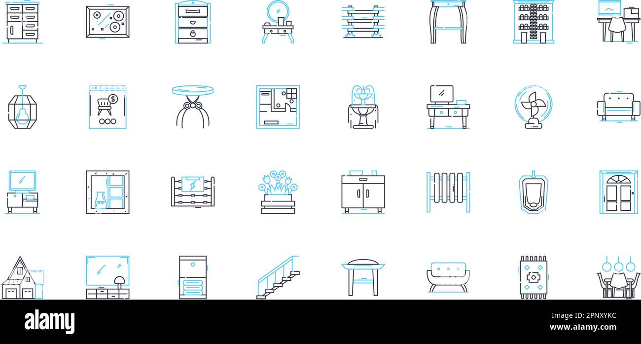 Sofas linear icons set. Plush, Comfortable, Cozy, Leather, Reclining ...