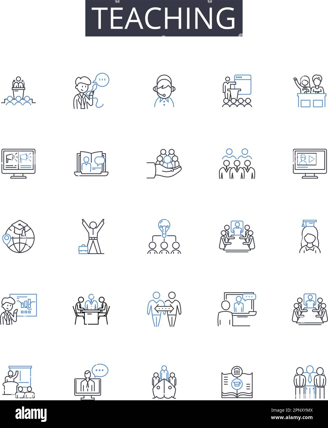 Teaching line icons collection. Instructing, Educating, Tutoring ... Teaching line icons collection. Instructing, Educating, Tutoring ...