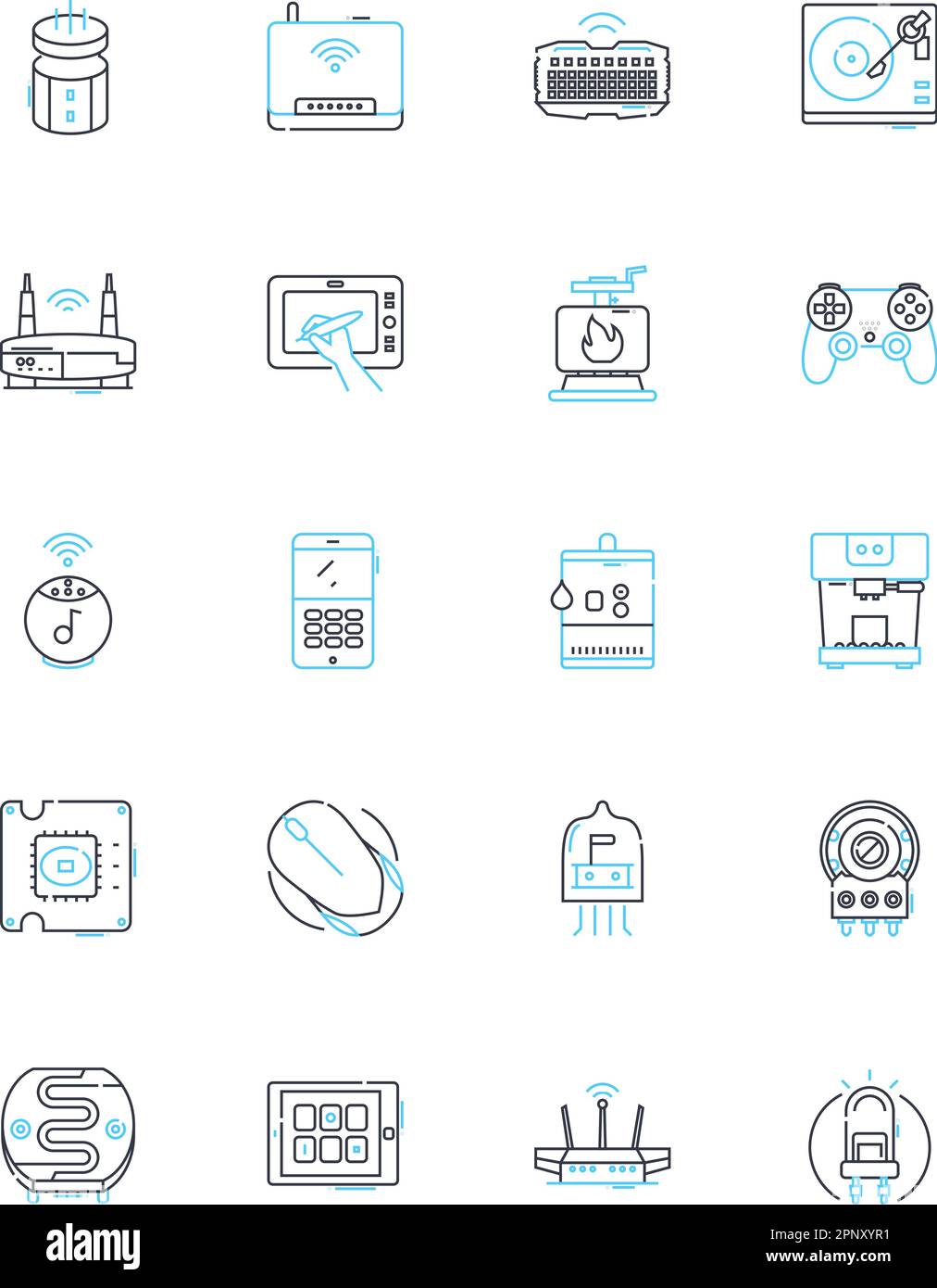 Gadgets linear icons set. Tech, Innovation, Electronics, Devices, Gear ...
