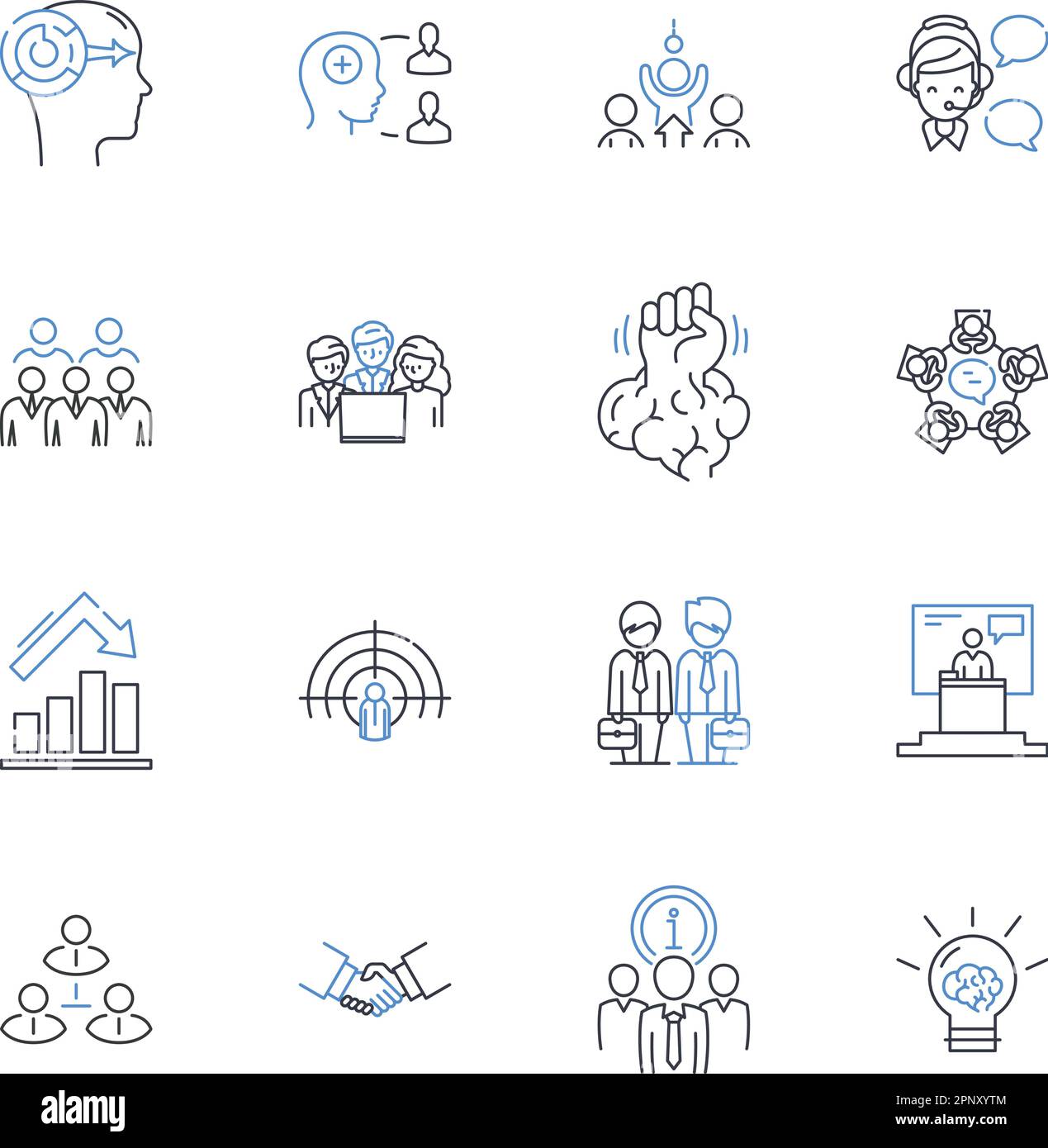 Consortium structure line icons collection. Collaboration, Partnership ...