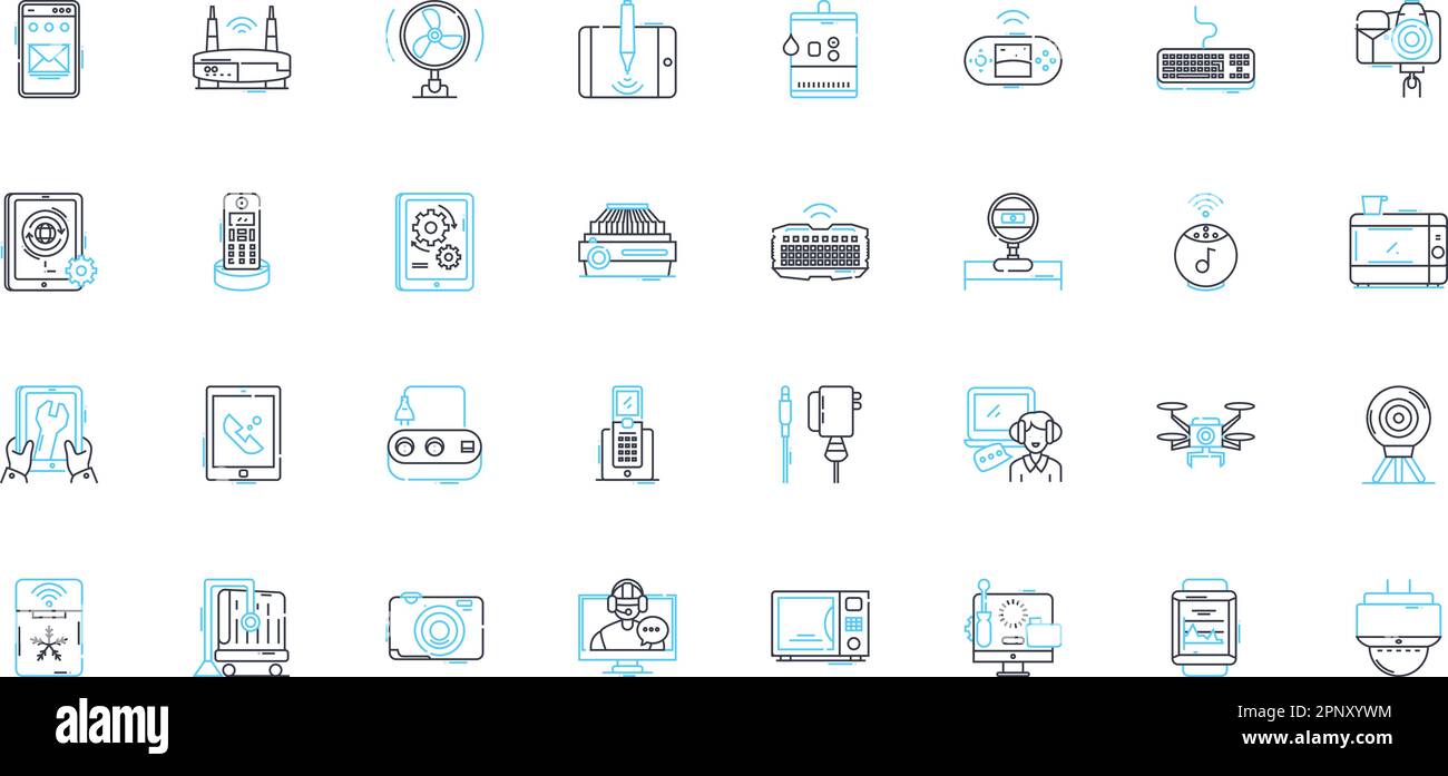 Device advancements linear icons set. Innovation, Progression ...