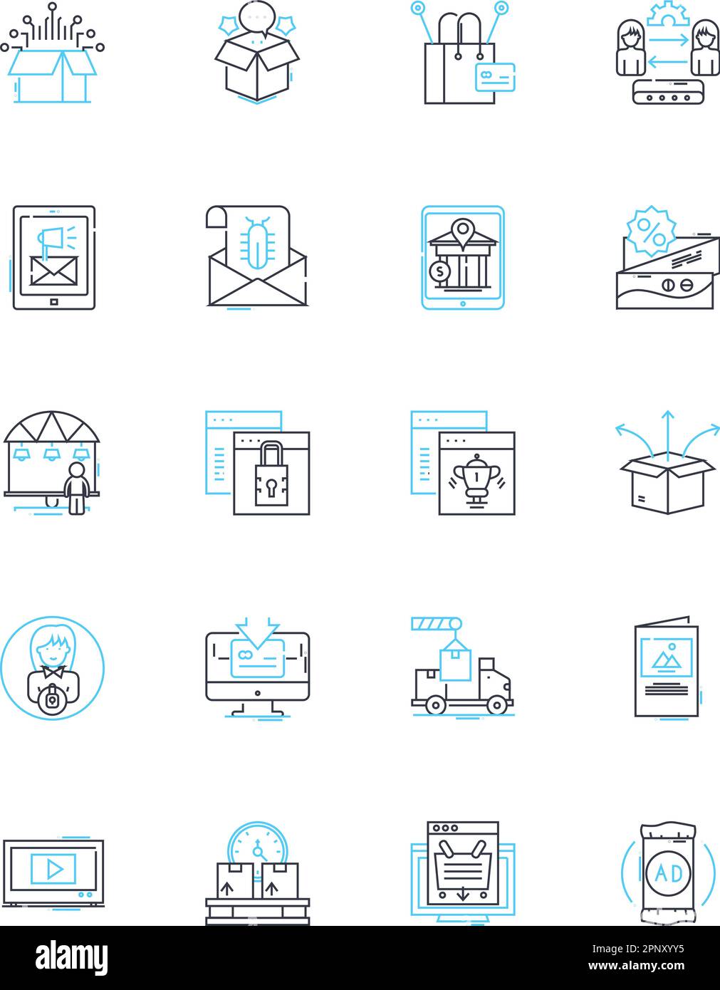 Sales Industry Linear Icons Set Prospecting Conversion Outreach Pipeline Follow Up