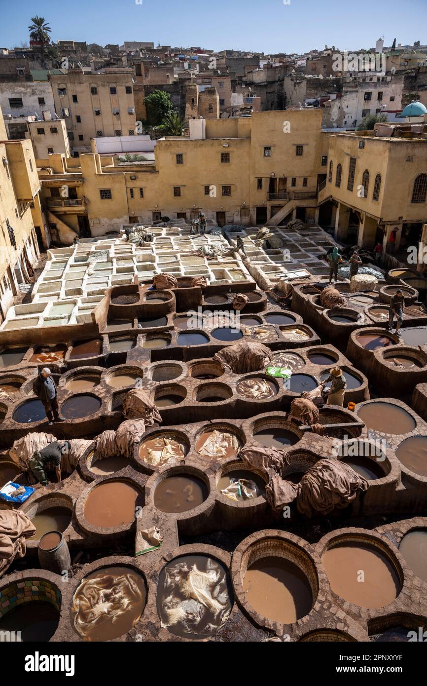 View of the tanneries from a neighboring terrace Stock Photo - Alamy