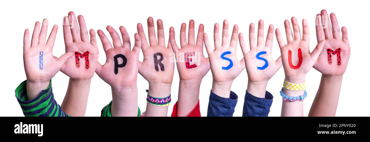 Children Hands Building Word Impressum Means Imprint, Isolated ...