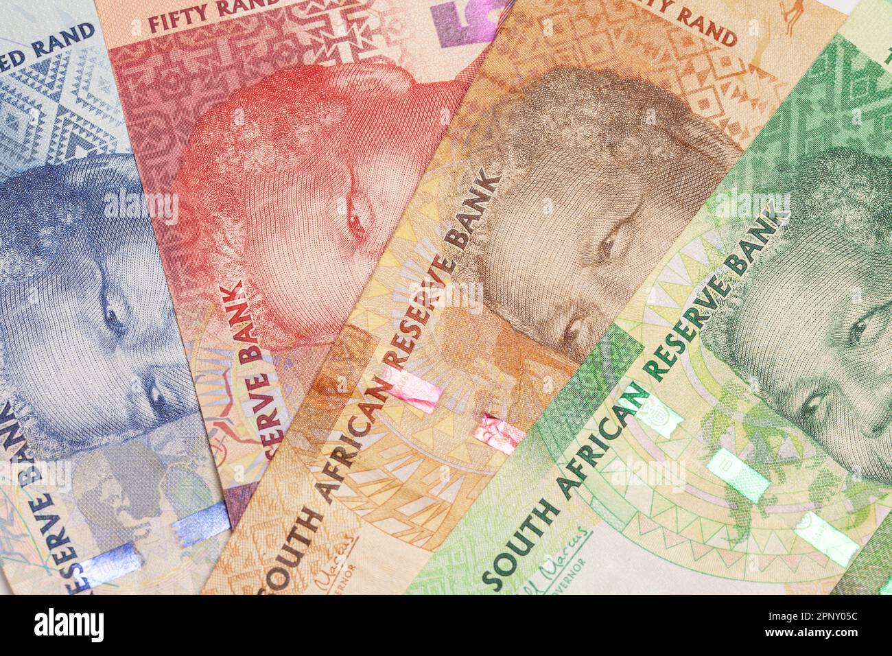 Nelson Holilala Mandela faces on South African money rand banknotes ...