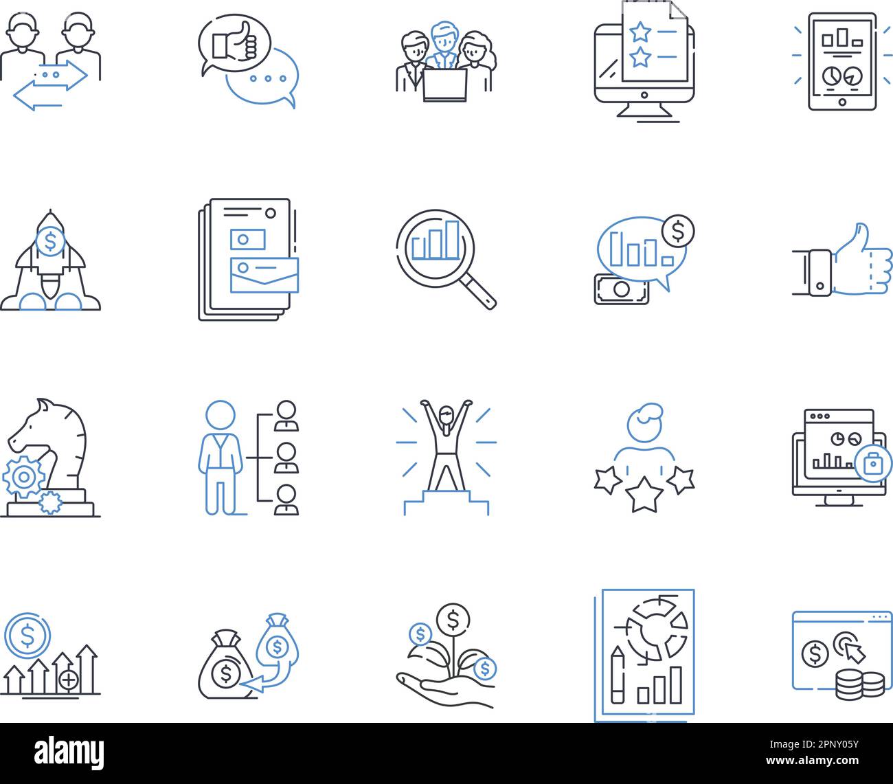 Goal attainment line icons collection. Accomplishment, Success ...