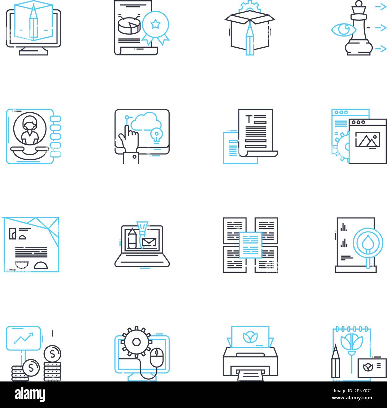 Email advertising linear icons set. Targeting, Click-through ...