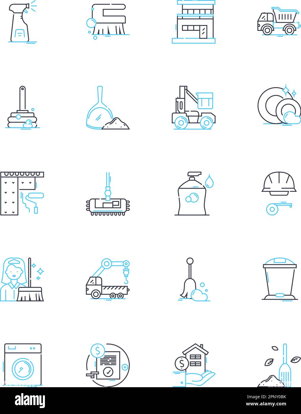 Spring cleaning linear icons set. Decluttering, Organizing, Refreshing ...