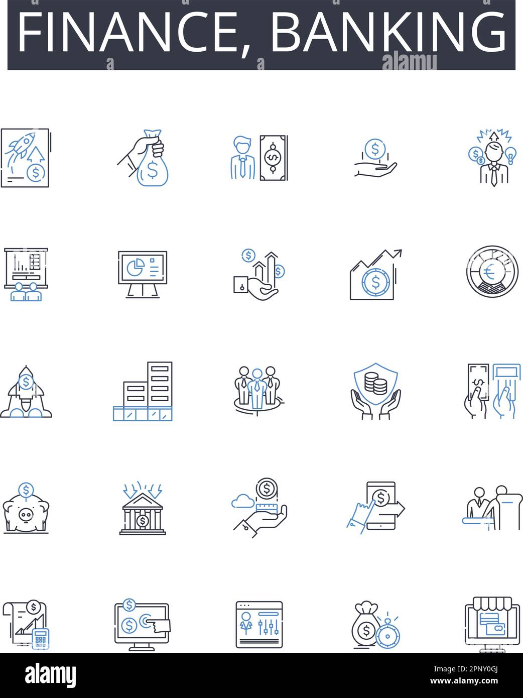 Finance, banking line icons collection. Accounting, Investment, My ...