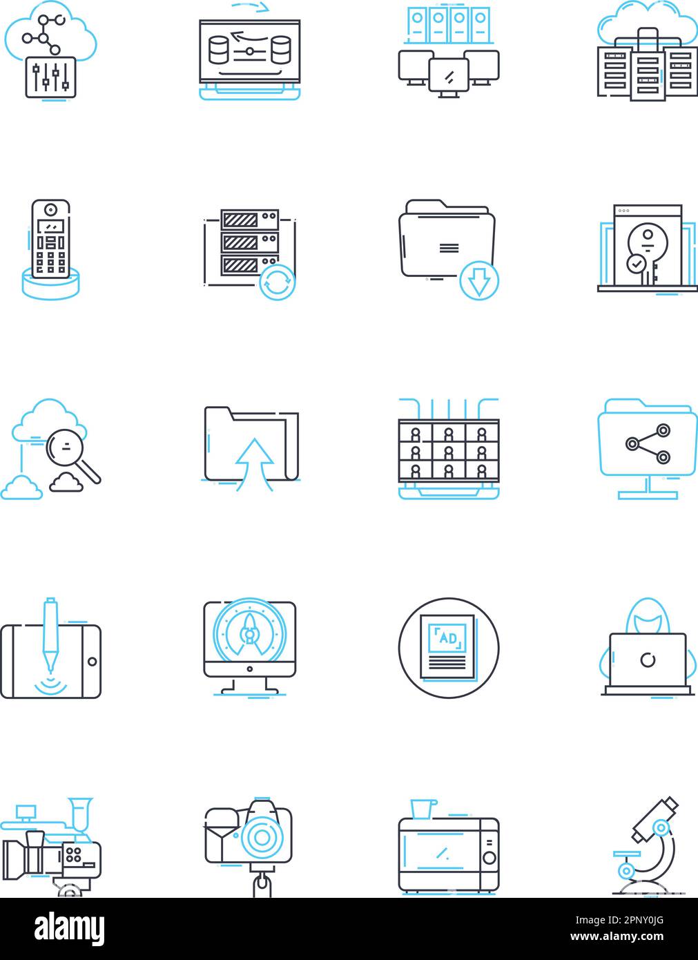World science linear icons set. Technology, Chemistry, Astronomy ...