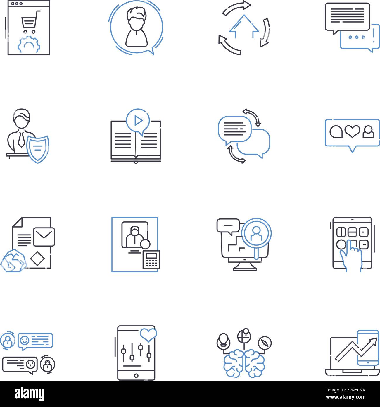 Influencer marketing line icons collection. Endorsement, Collaboration ...