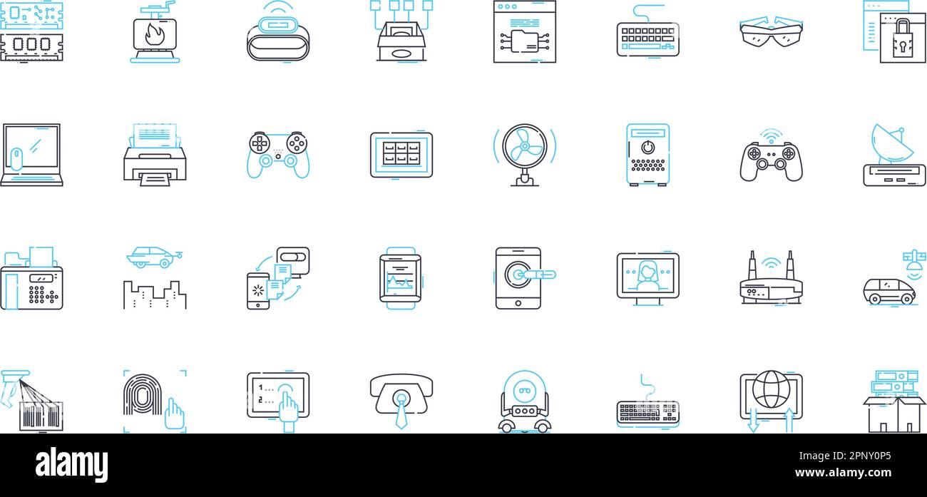 Communications tools linear icons set. Email, Chat, Video, Ph, Text ...
