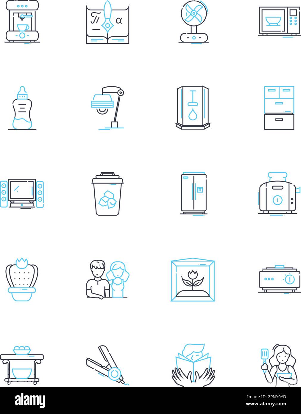 Family members linear icons set. Mother, Father, Son, Daughter, Sister ...