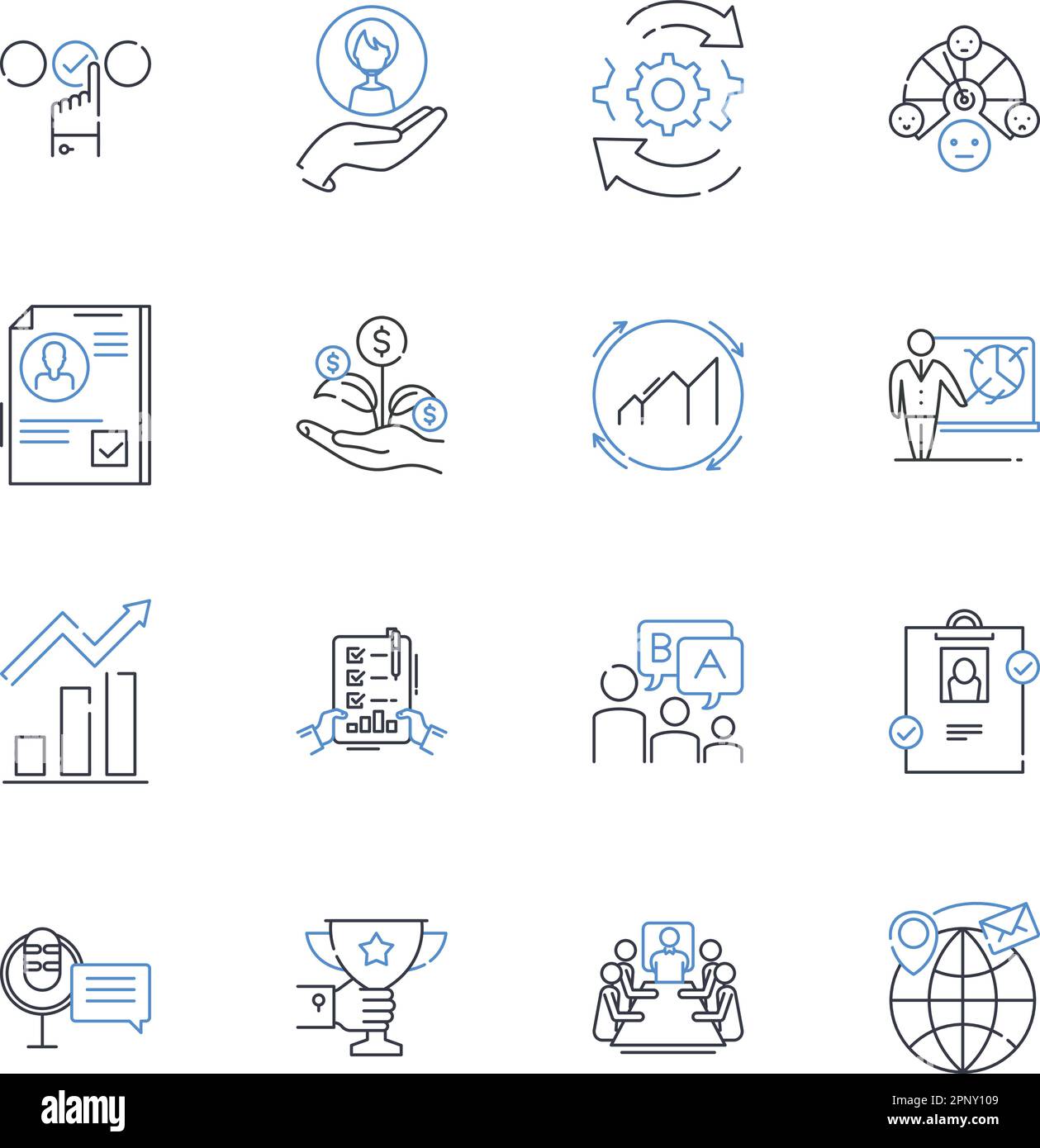 Corporate development line icons collection. Strategy, Growth, Innovation, Expansion, Mergers ...