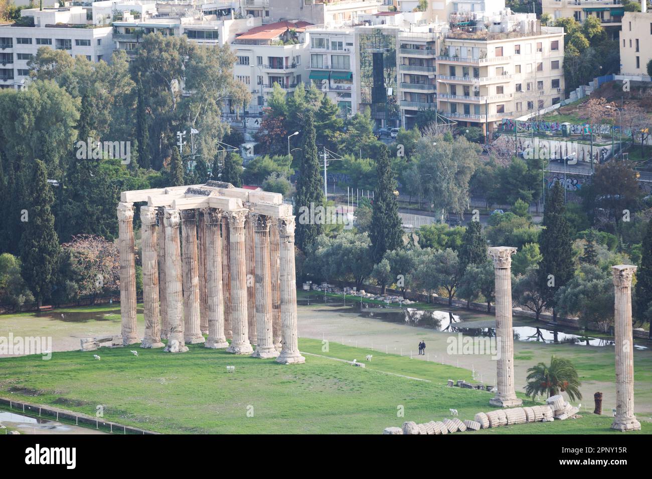 Greece, Athens, the Temple of Olympian Zeus Stock Photo - Alamy