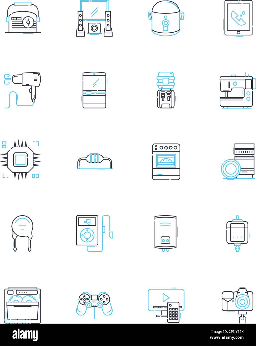 Power tools linear icons set. Drills, Saws, Sanders, Planers, Routers ...