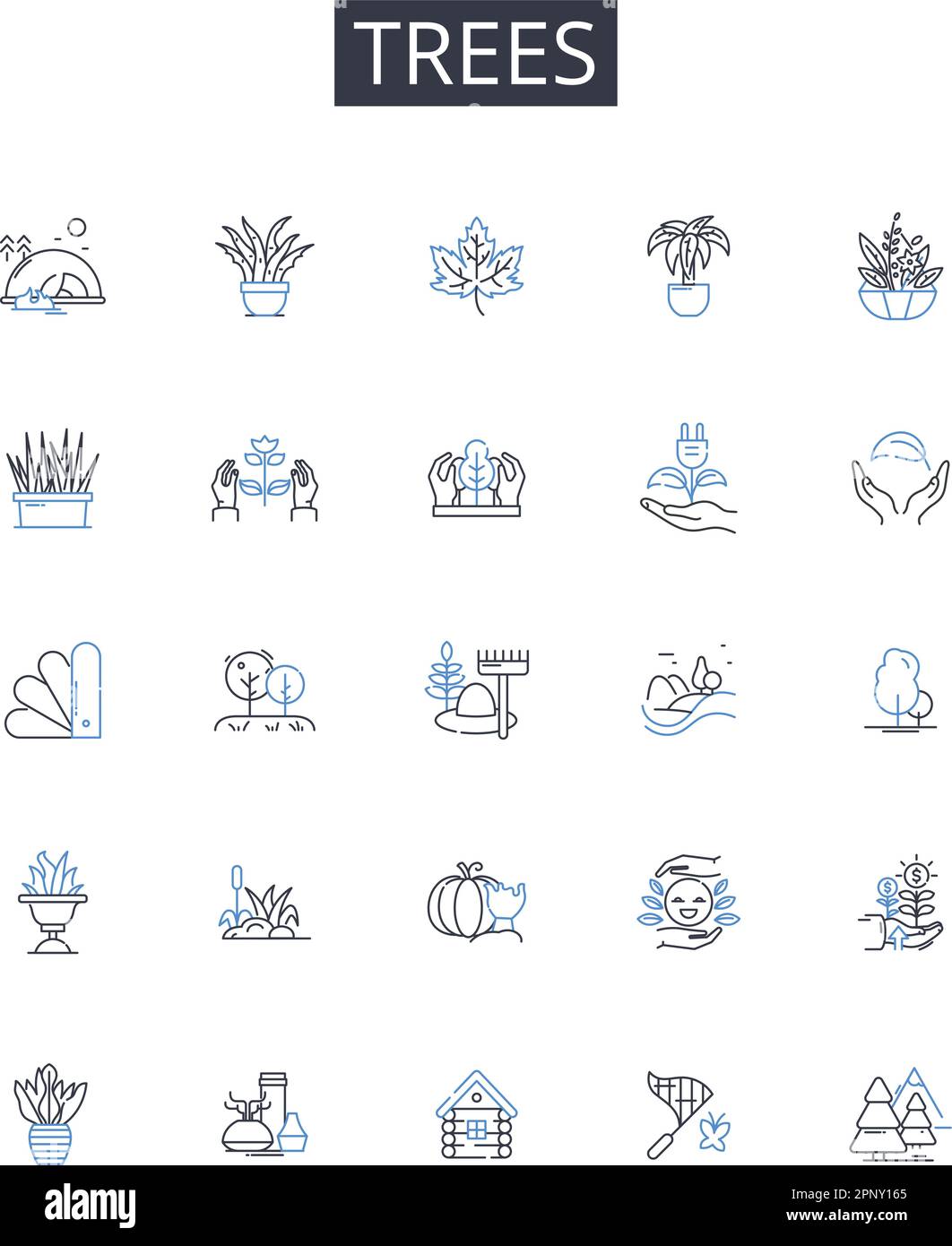 Trees line icons collection. Forest, Woodland, Grove, Orchard ...