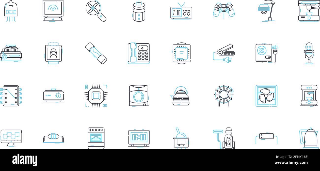Power tools linear icons set. Drills, Saws, Sanders, Planers, Routers ...