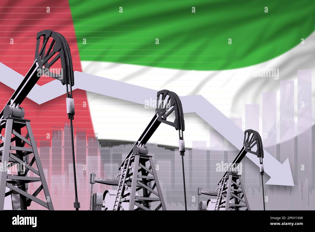 United Arab Emirates oil industry concept, industrial illustration ...